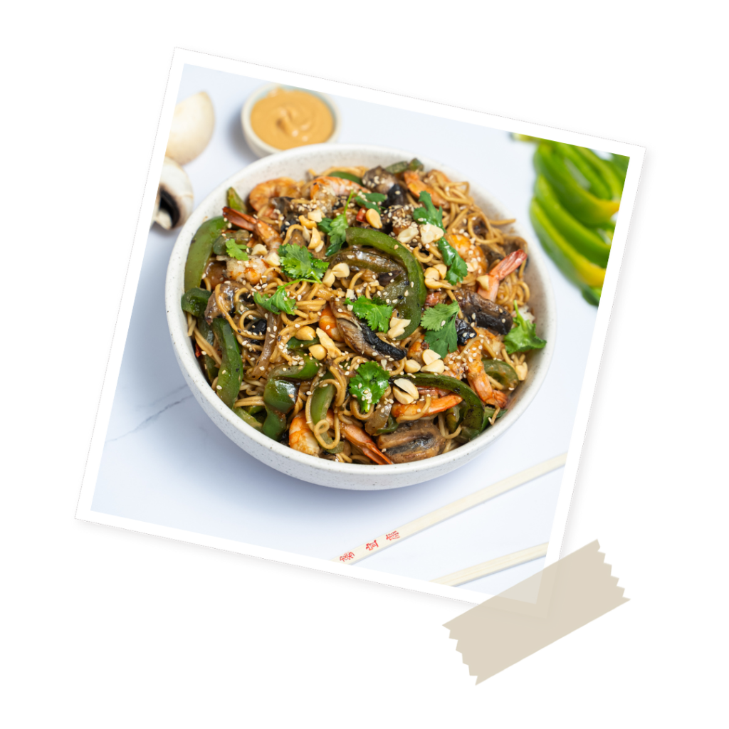 Noodle Wok with Prawns & Peanut Butter | Menguy's